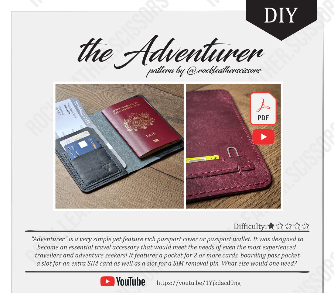 FREE "Adventurer" Passport Cover PDF Pattern - ROCK LEATHER SCISSORS ...