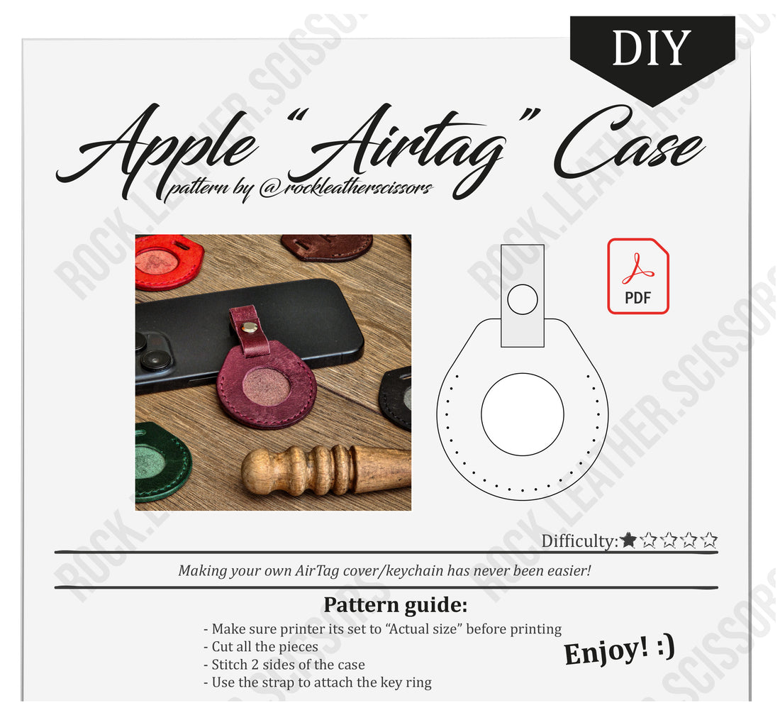 "AirTag" Holder PDF Pattern - ROCK LEATHER SCISSORS Custom Handmade ...